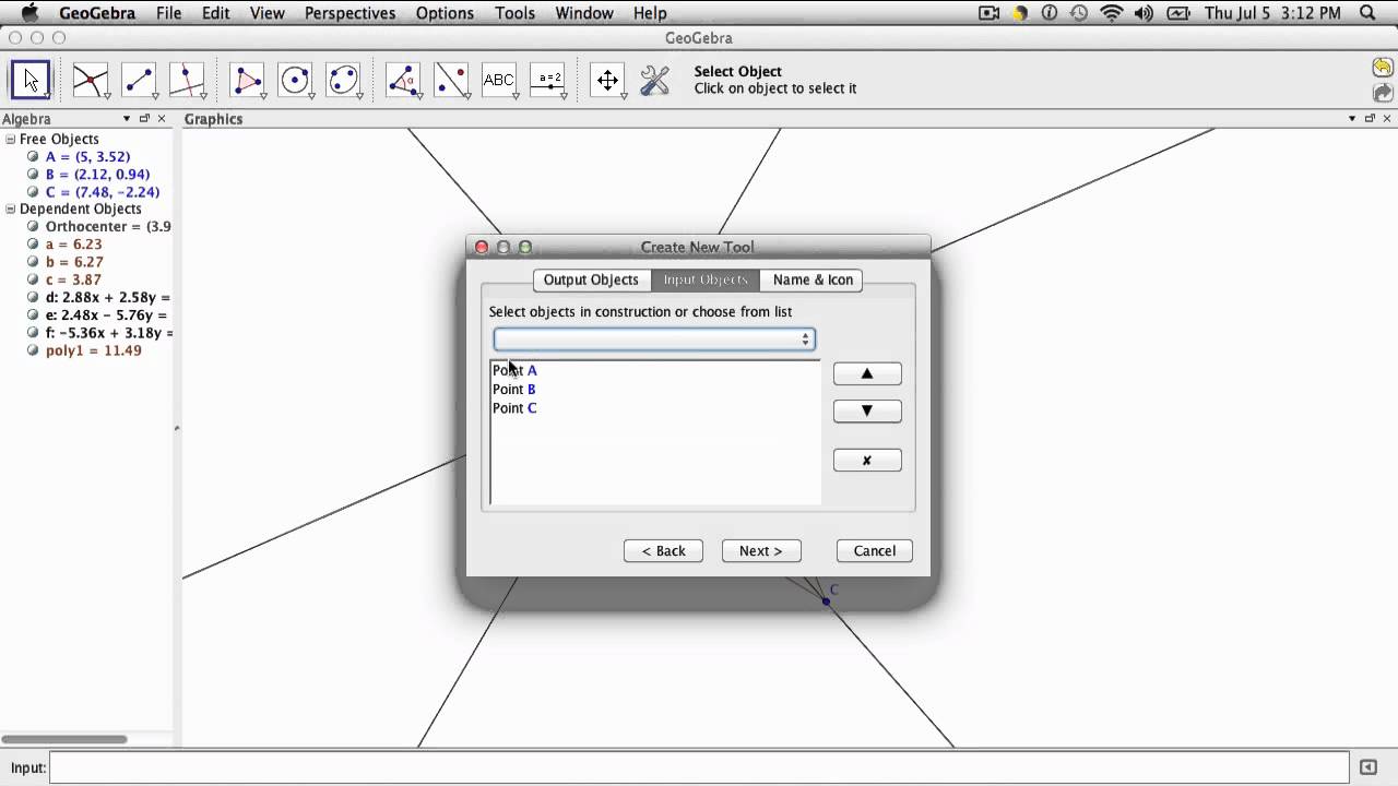 Geogebra - Orthocenter Custom Tool