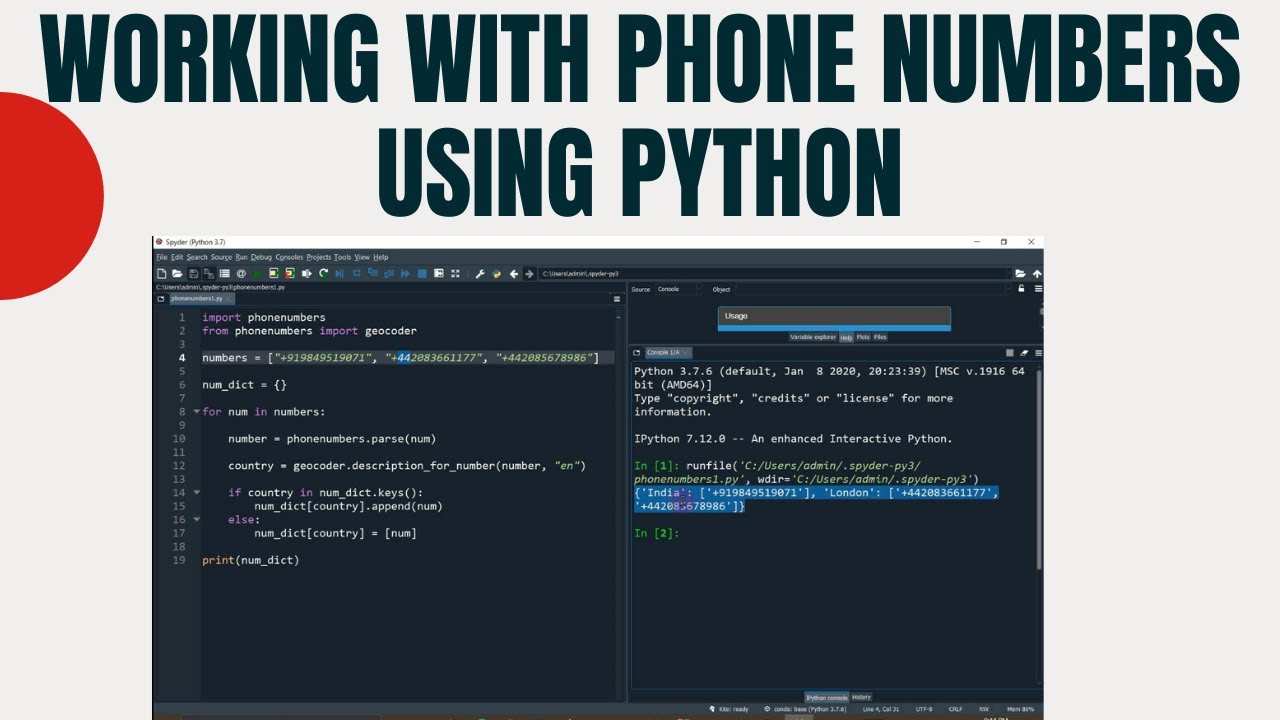 Working with Phone numbers using Python || phonenumbers library