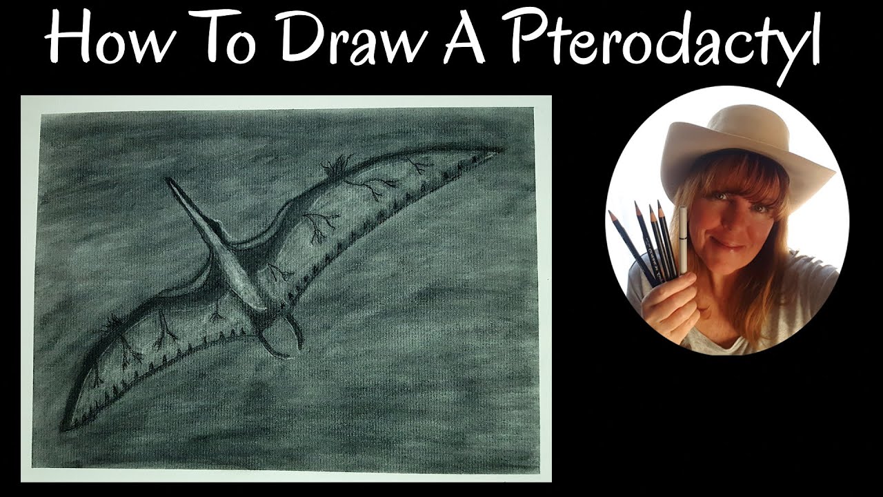 How To Draw A Pterodactyl With Charcoal Pencils! How To Draw Birds (Real-Time Art Lesson/Tutorial)