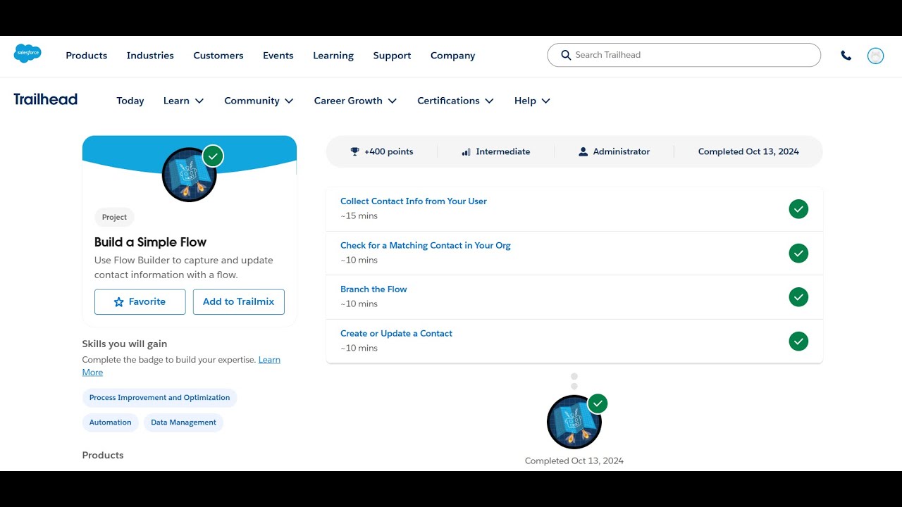 Branch the Flow | Build a Simple Flow | Trailhead |  Salesforce | Virtual Internship