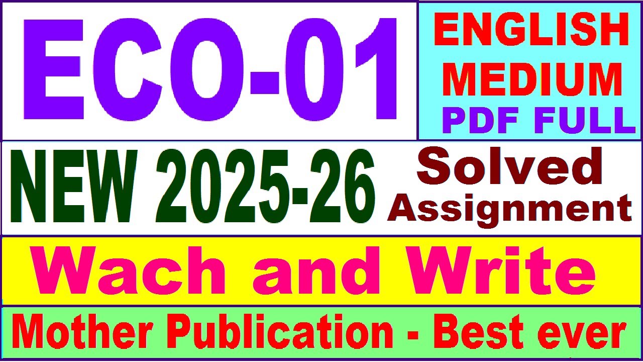 ECO 01 solved assignment 2025-26 in English || eco 01 solved assignment 2026 || ignou eco1