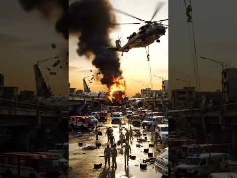 Plane Crash city shocked 💥 | Army Helicopter Rescue in Action | Ultra Realistic video