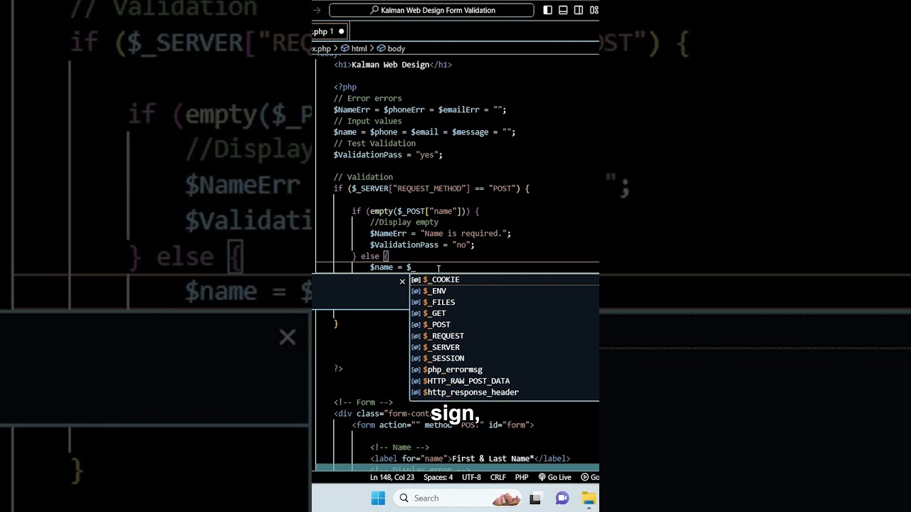 Get User Input From Form with PHP - Dynamic Web Development! #php #programming #webdevelopment