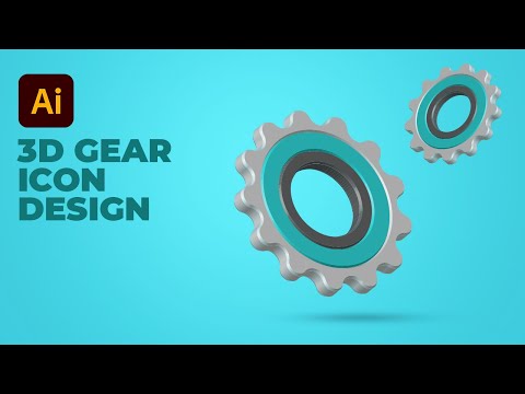 3D Gear Icon Design in Adobe Illustrator - Illustrator Tips and Tricks #shorts