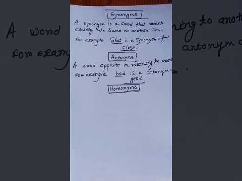 Definition of synonyms and antonyms with examples