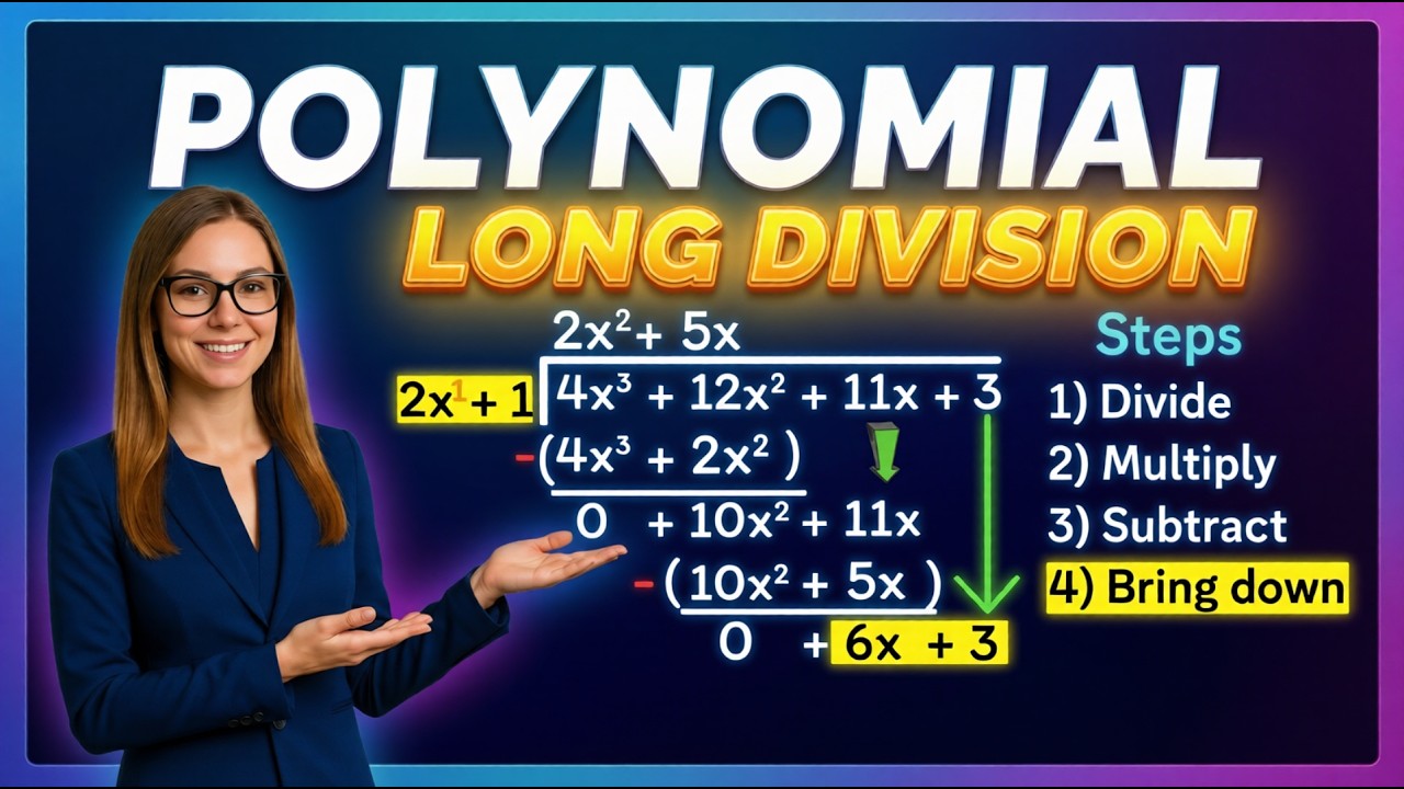 Polynomial Long Division: Step-by-Step Tutorial (with Remainders & Missing Terms)