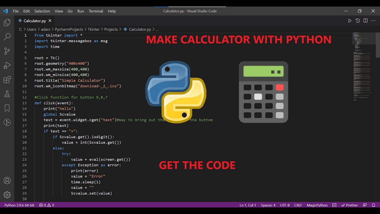 Make a working calculator with python 😮🔥🤫||Get the code in GitHub||Python Tkinter tutorial