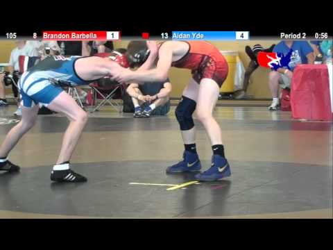 2012 Schoolboy Nat. Duals  105: Brandon Barbella vs. Aidan Yde
