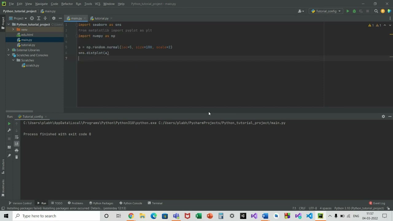 Distplot function problem in seaborn