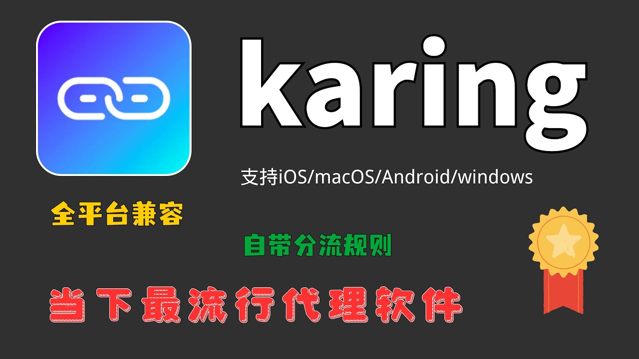【超强代理软件】Karing 教程 | 免费开源 | 安卓、苹果、Windows、Linux全平台支持 | 轻松设置分流规则 | 配置文件一键同步，告别重复设置