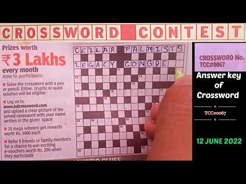 CROSSWORD CONTEST ANSWER | toi crossword answers | crossword contest times of india |June 12, 2022
