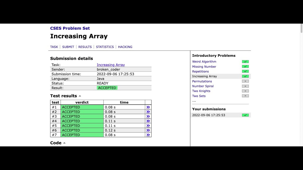 CSES: Increasing Array Solution