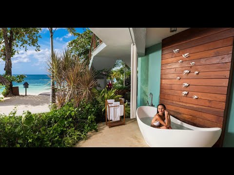 Sandals Negril Room Tour • Honeymoon Beachfront 2 Story Butler Villa Suite with Tranquillity Tub
