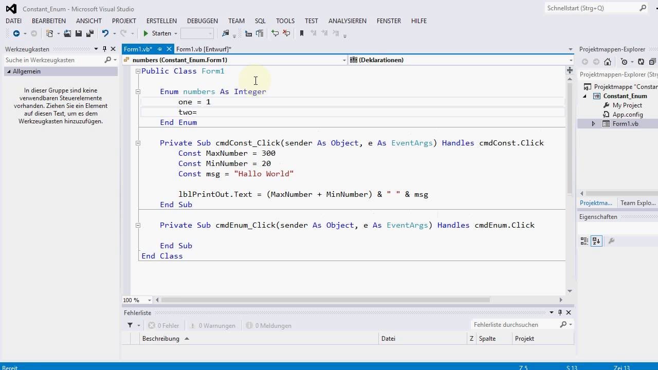 VB: Constant and Enumeration