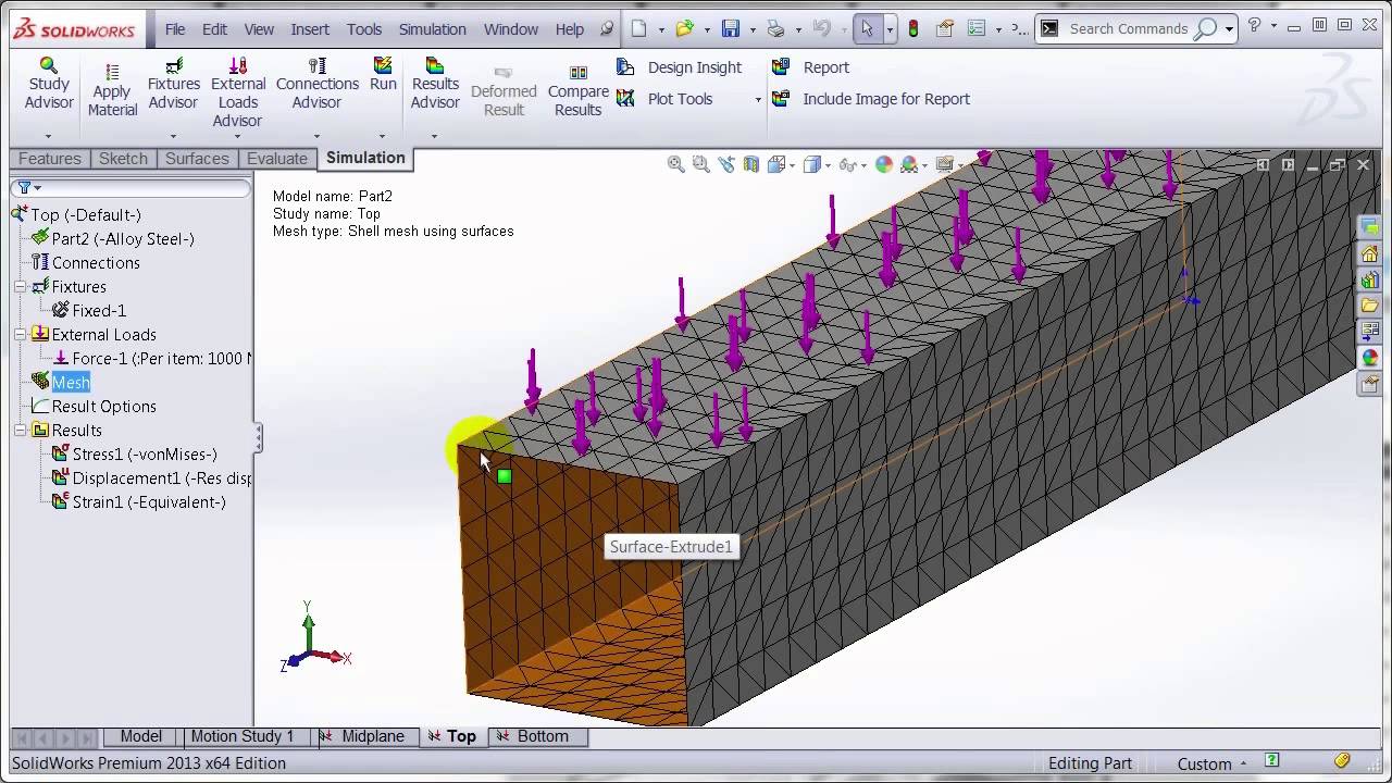 SolidWorks Simulation: Offset Definition of Shell Elements