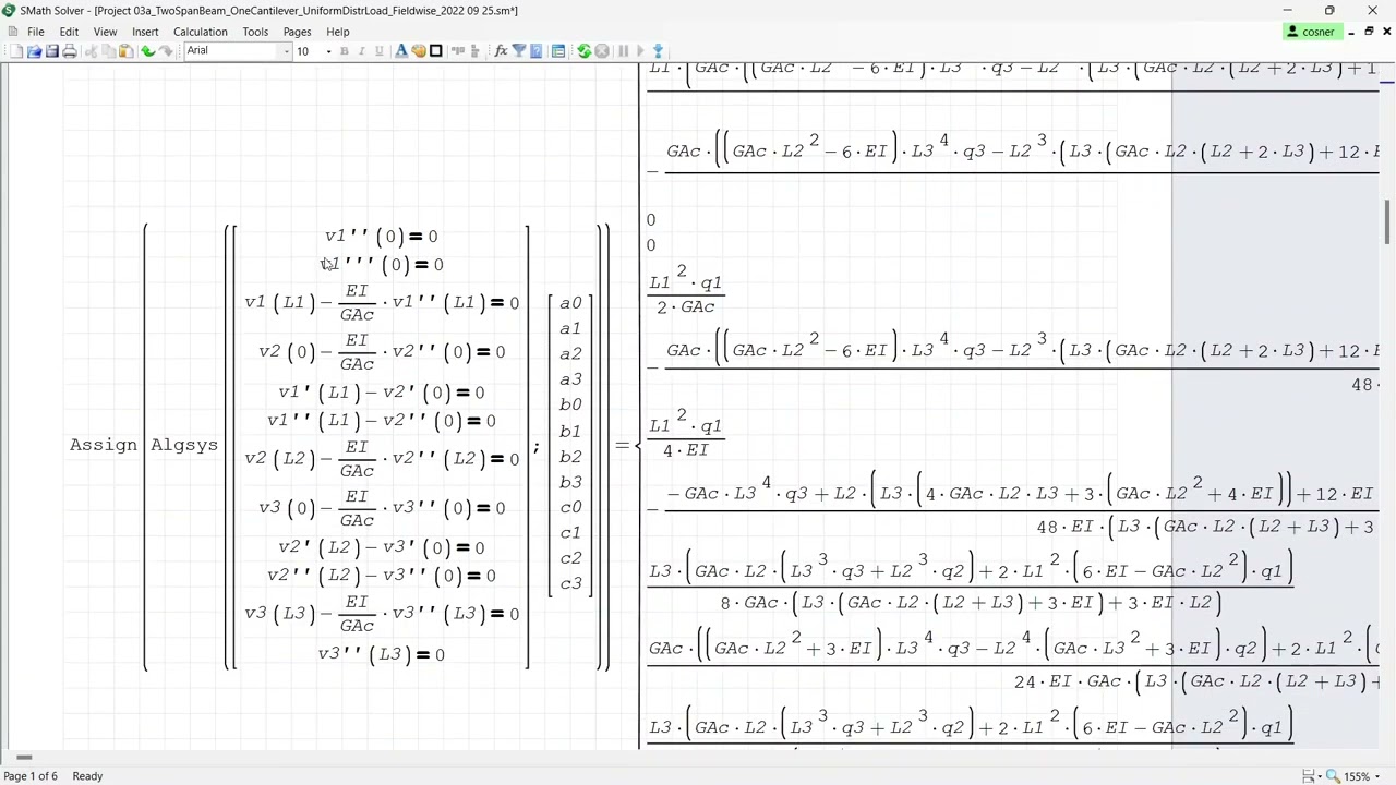 Multi-Span Beam with uniformly distributed load (SMath) #structuralengineering #smath