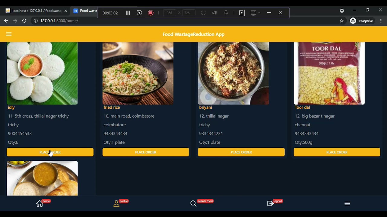 Food Wastage Reduction App Using Django Python
