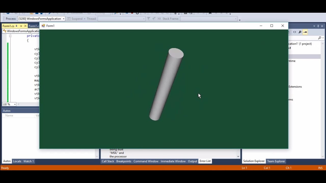VTK - Simple Cylinder Tutorial using C#