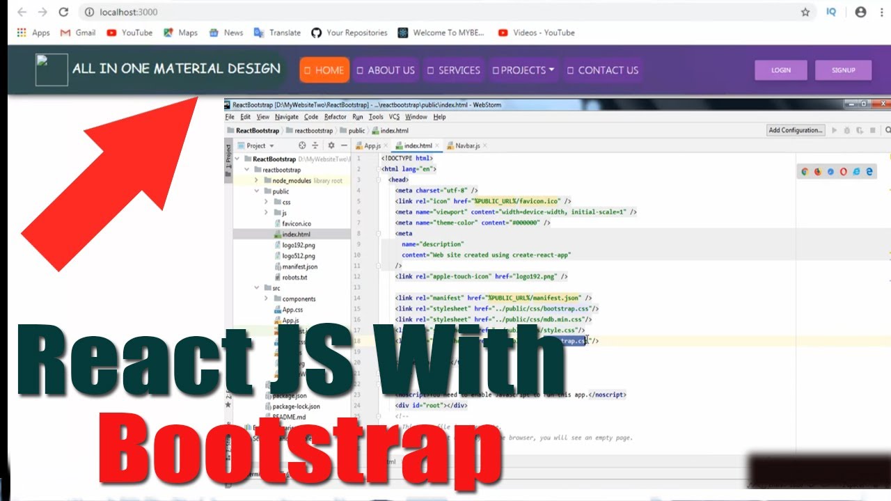 How to Connect MDBootstrap 4 With ReactJS | Catch With Learning
