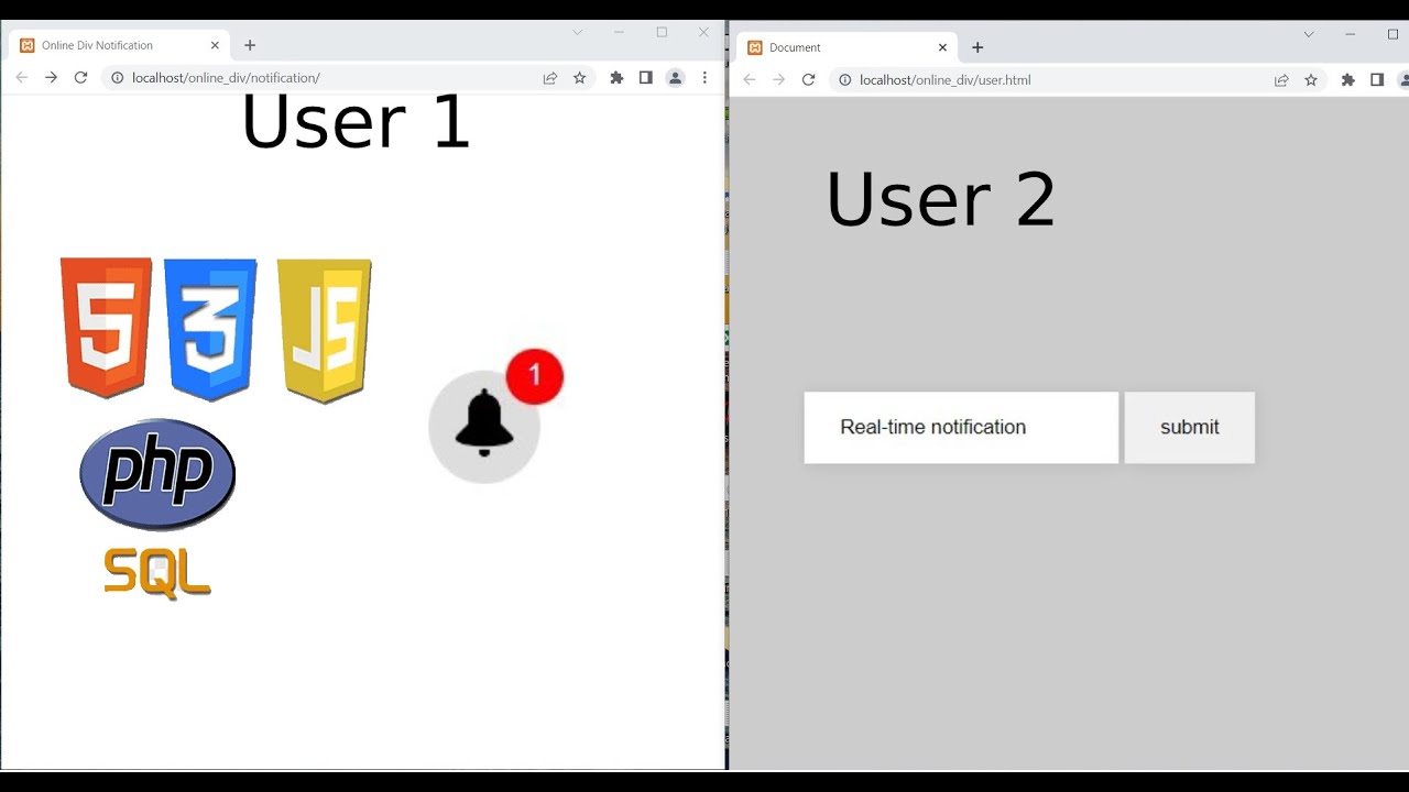 Live notification using PHP & Pure JavaScript AJAX #PHP #liveNotification