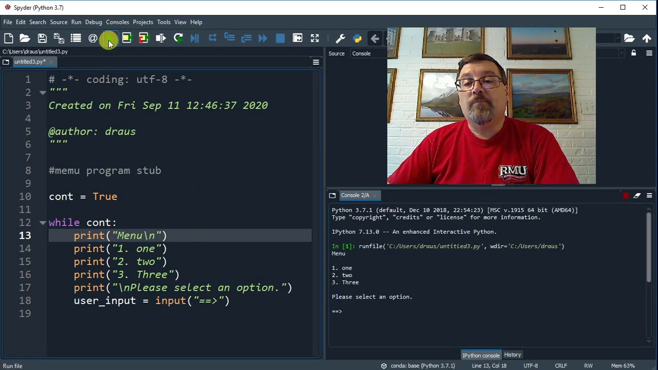 Simple Menu Program in Python