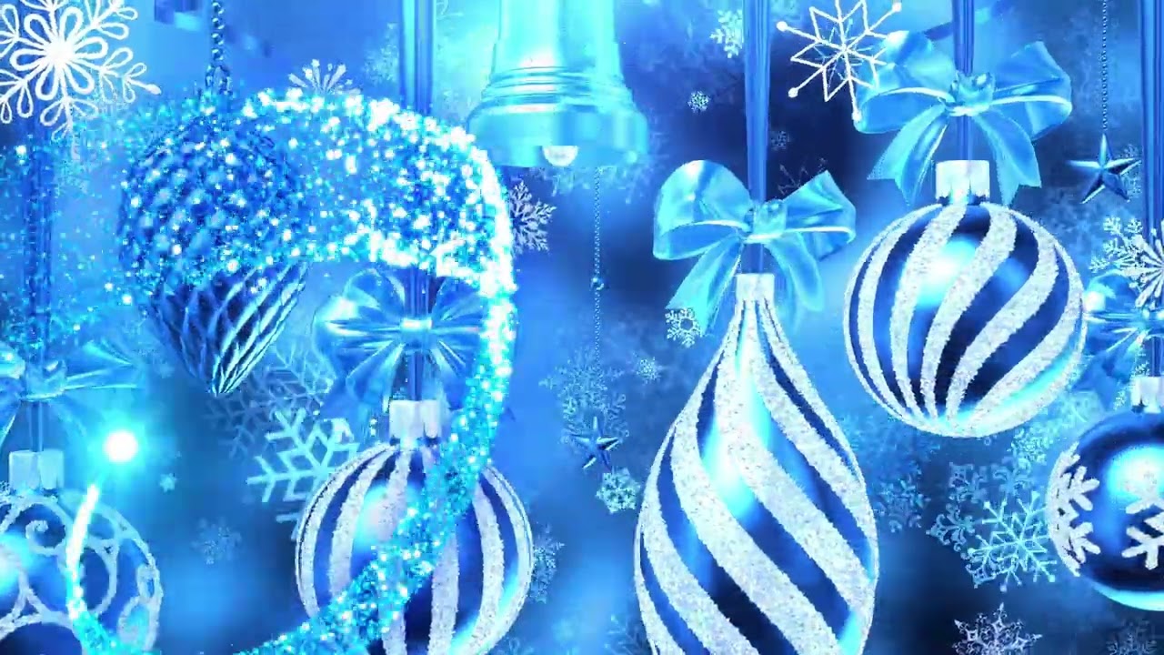 Blue Christmas Ornaments Background – 10 Hours | 4K Glitter Holiday Visual Loop