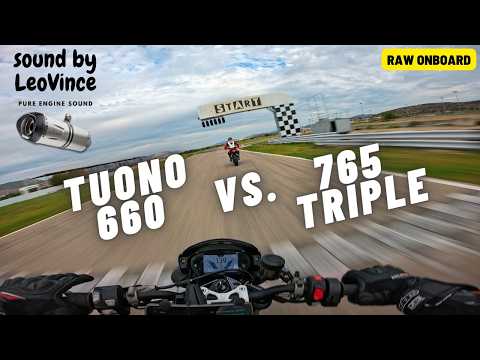 Street Triple 765 RS vs. Tuono 660 chase on track - sound by LeoVince #raw #onboard