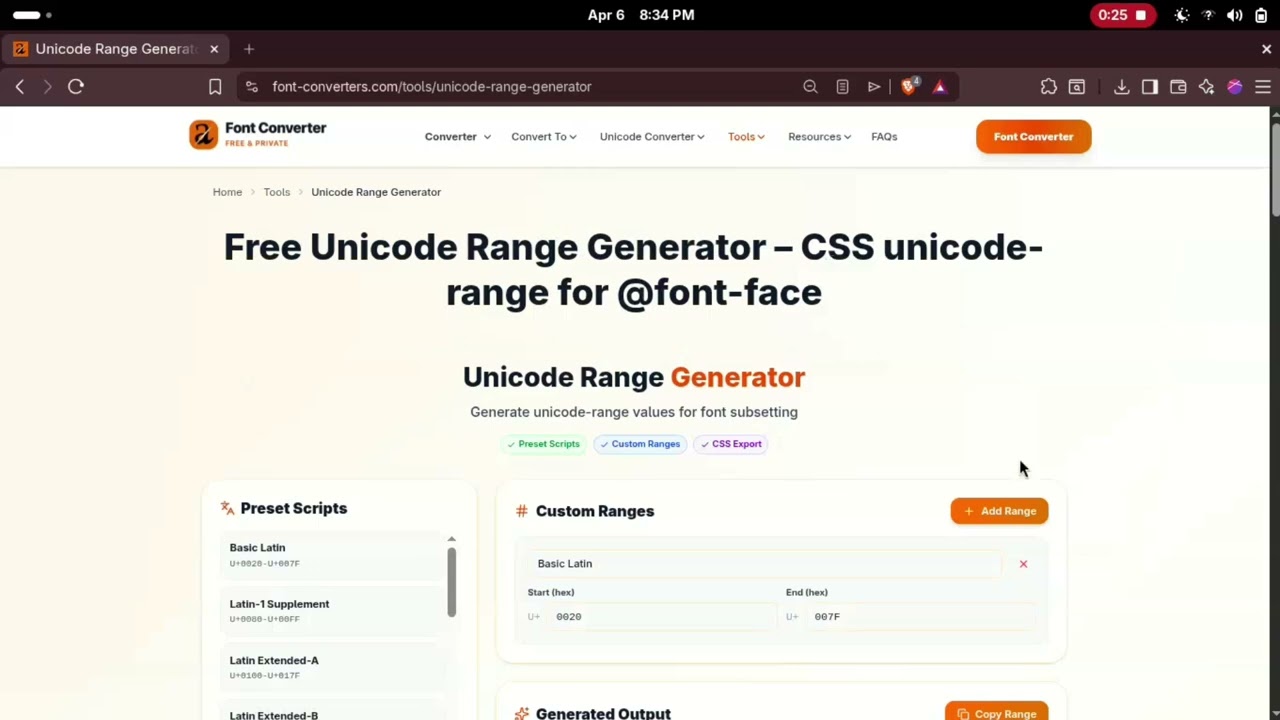 Generate Unicode Ranges Fast ⚡ Free Unicode Range Generator Tool (CSS & Webfonts)