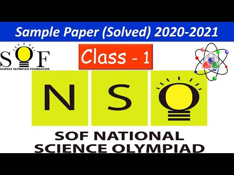 CLASS - 1 NSO | National Science Olympiad Exam | Solved Sample Paper Of 2020-2021 | SOF-NSO