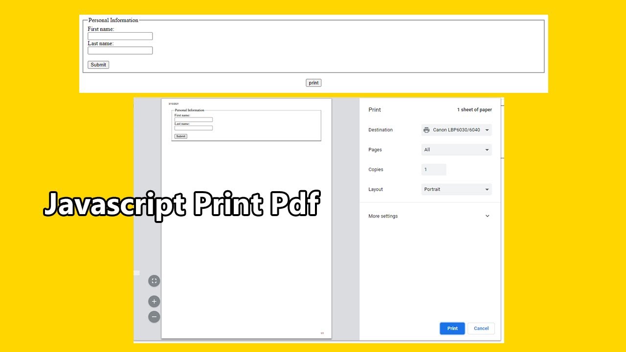 How To Make Print PDF Form javascript || HTML, CSS And Javascript