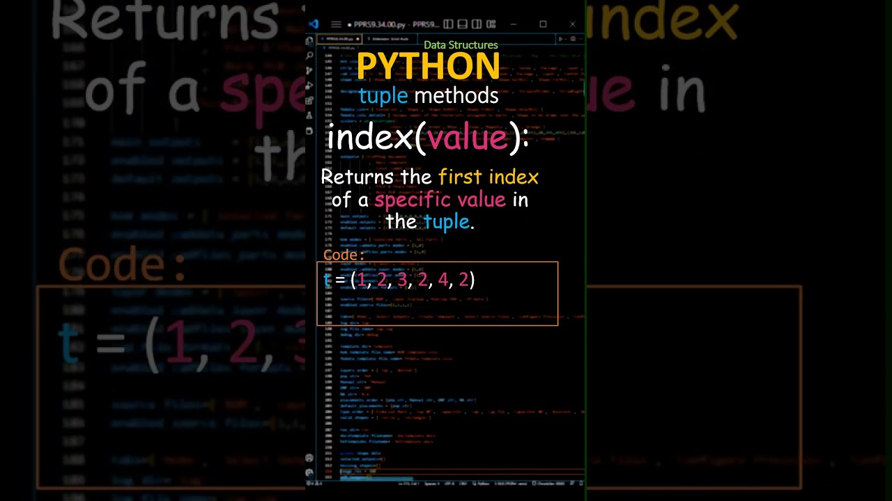 how to get index of a value in a tuple | index() method | #Python | @pythink1 |#python for beginners