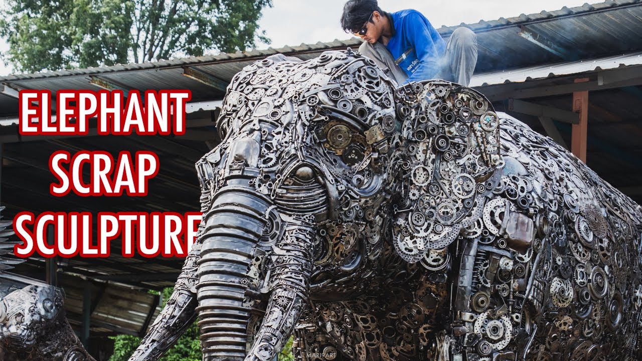 LIFE-SIZE ELEPHANT SCULPTURE Made From TONS of Scrap Metal