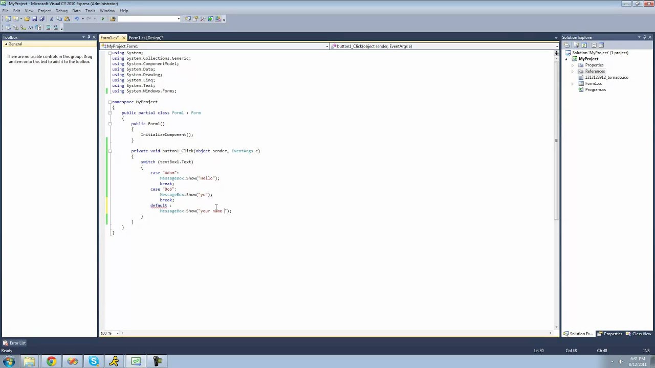 C# Beginners Tutorial - 9 - Switch Statements