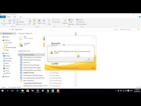 Word Could Not Create Work File. Check The Temp Environment Variable Error