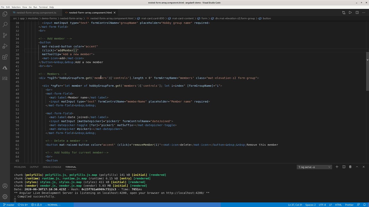 Angular 10 nested reactive form arrays