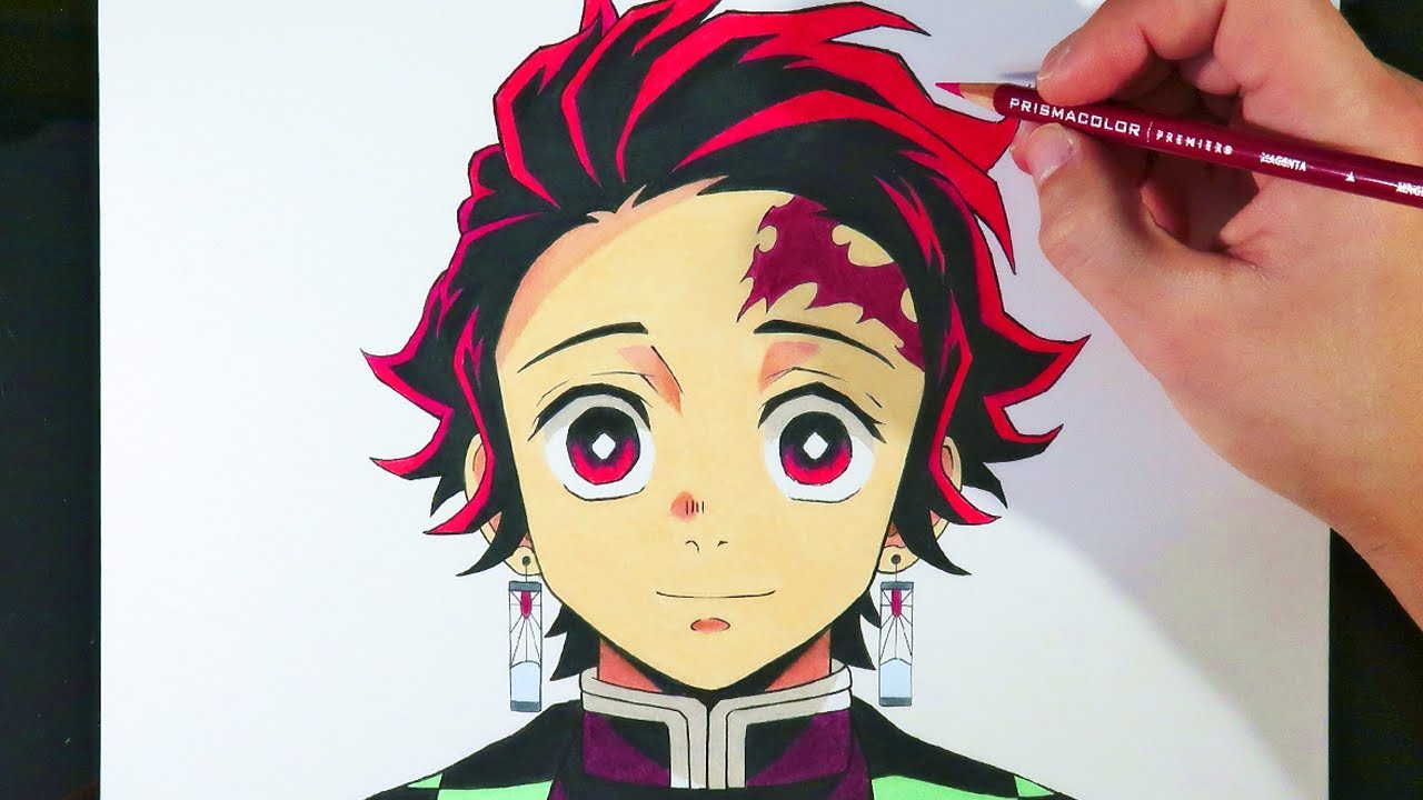 Cómo dibujar a Tanjiro Kamado con Lápices de Colores | Kimetsu no Yaiba | Demon Slayer