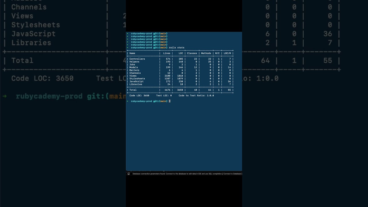A Complete Code Statistics Report in a Single Command! #rubyonrails