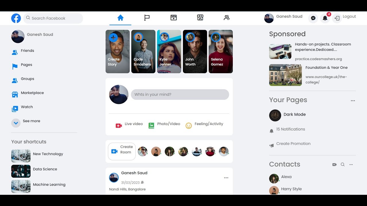 Facebook Clone || Java Project