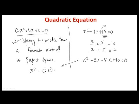 Basic Concepts and Method of Solving: Quadratic Equations Video Lecture ...