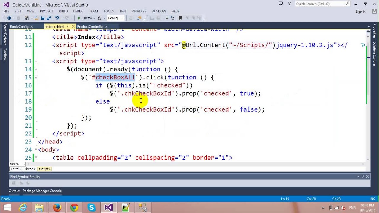 Delete Multiple Rows using Checkbox in ASP.NET MVC and Entity Framework