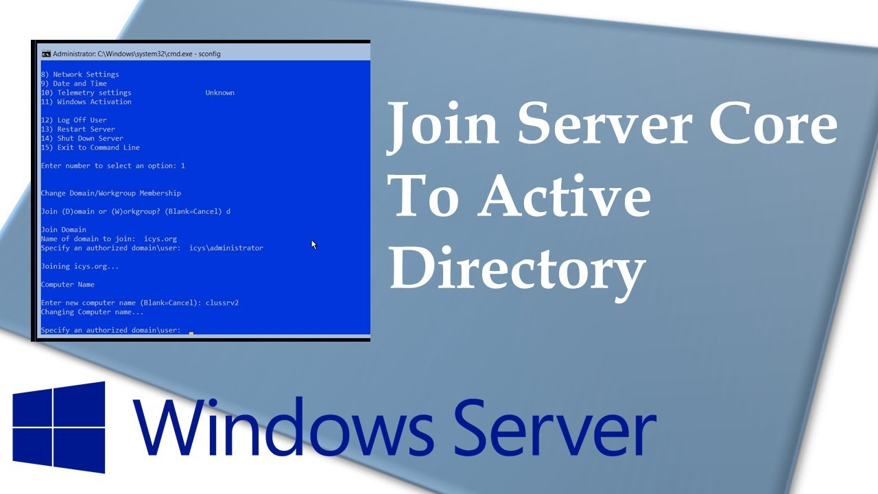 Join Windows Server 1709 (Server Core) to Active Directory Domain