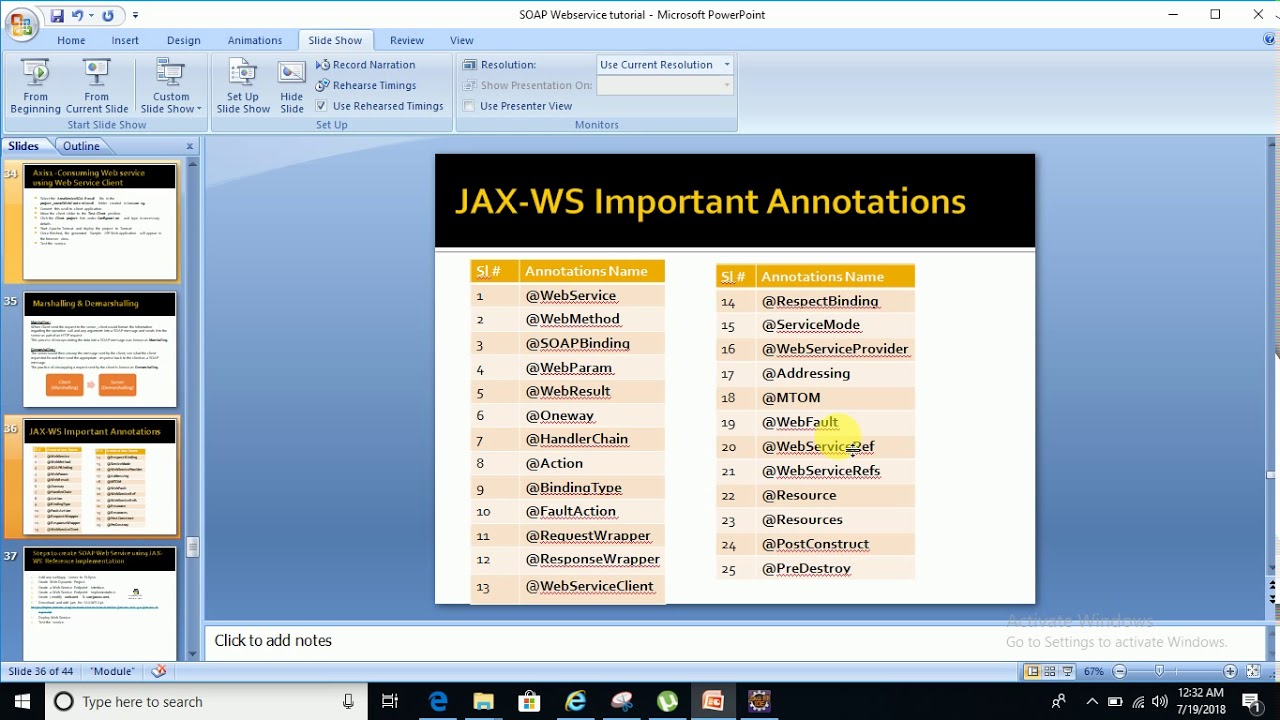 SOAP Web Services Lesson 32 | List of Important Annotations in JAX WS API