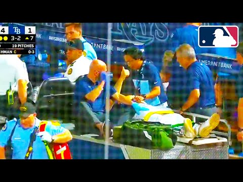 Hunter Bigge Injury on Stretcher Carted Off Field from Adley Rutschman Foul Ball | Orioles vs Rays