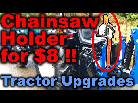 Tractor Chainsaw Holder for $8 !! DIY tractor upgrades for very little money!
