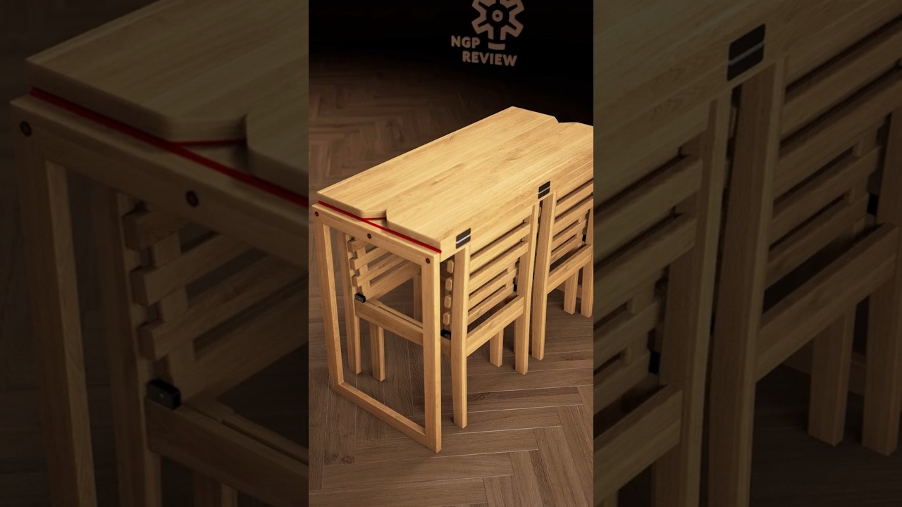 DIY Design Project of Folding Dinning Wooden Table for 4 People and Chairs #diyprojects