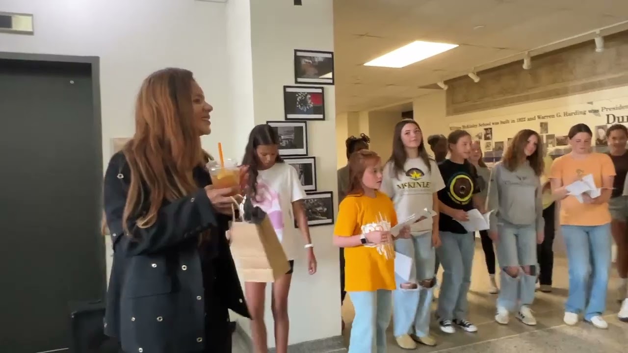 McKinley Steam Academy ribbon-cutting event with students and CRCSD Superintendent Dr. Tawana Grover