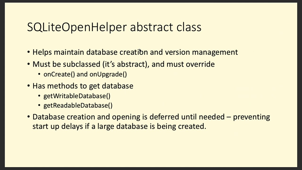CO5225 Android / Kotlin Lecture 10 - SQLite databases