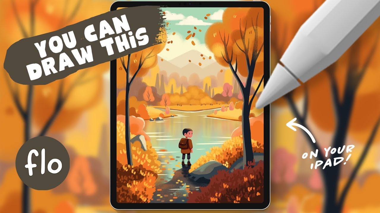 You Can Draw This Fall Landscape with a Boy in PROCREATE - Step by Step Procreate Tutorial