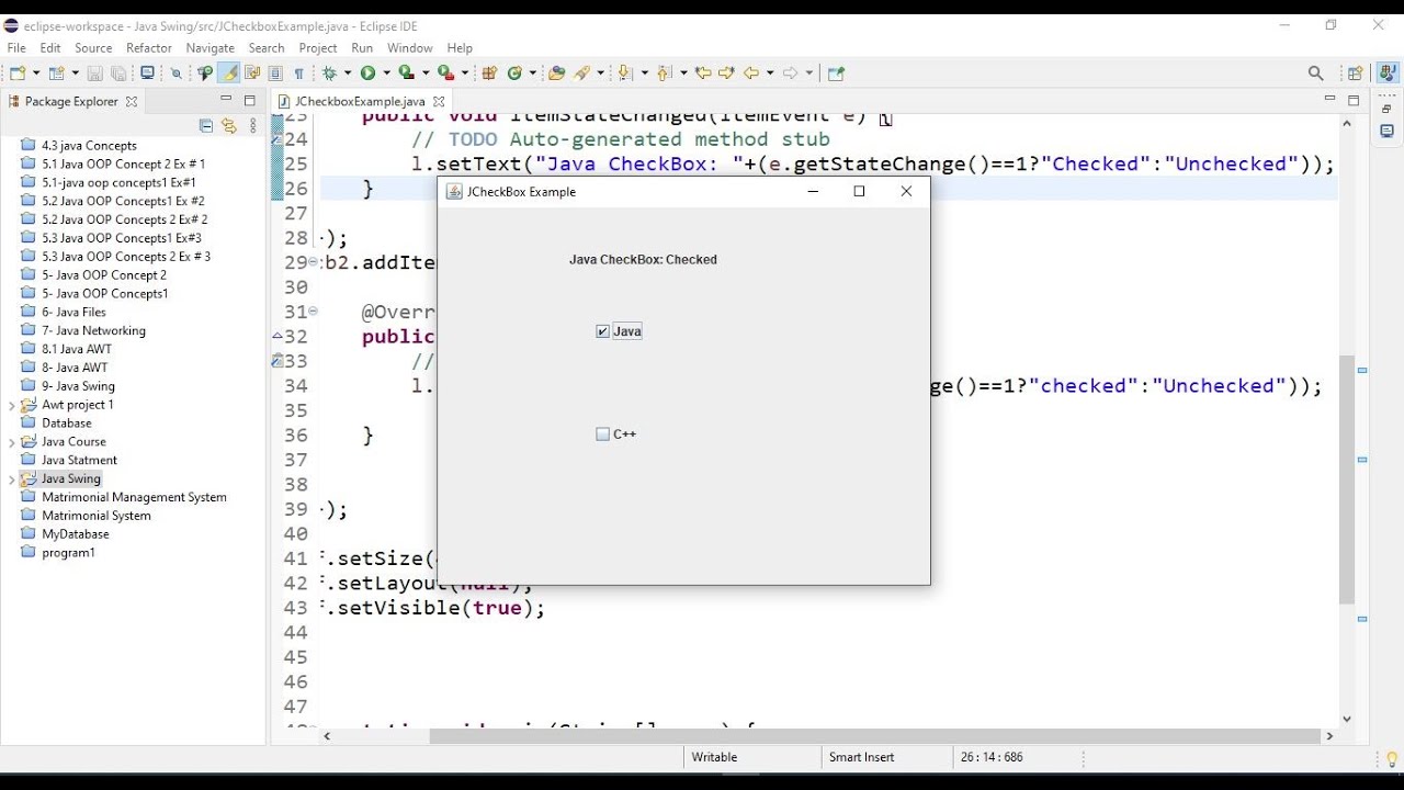 JCheckBox Example in Java Swing | Lecture # 75 | Learn Programming