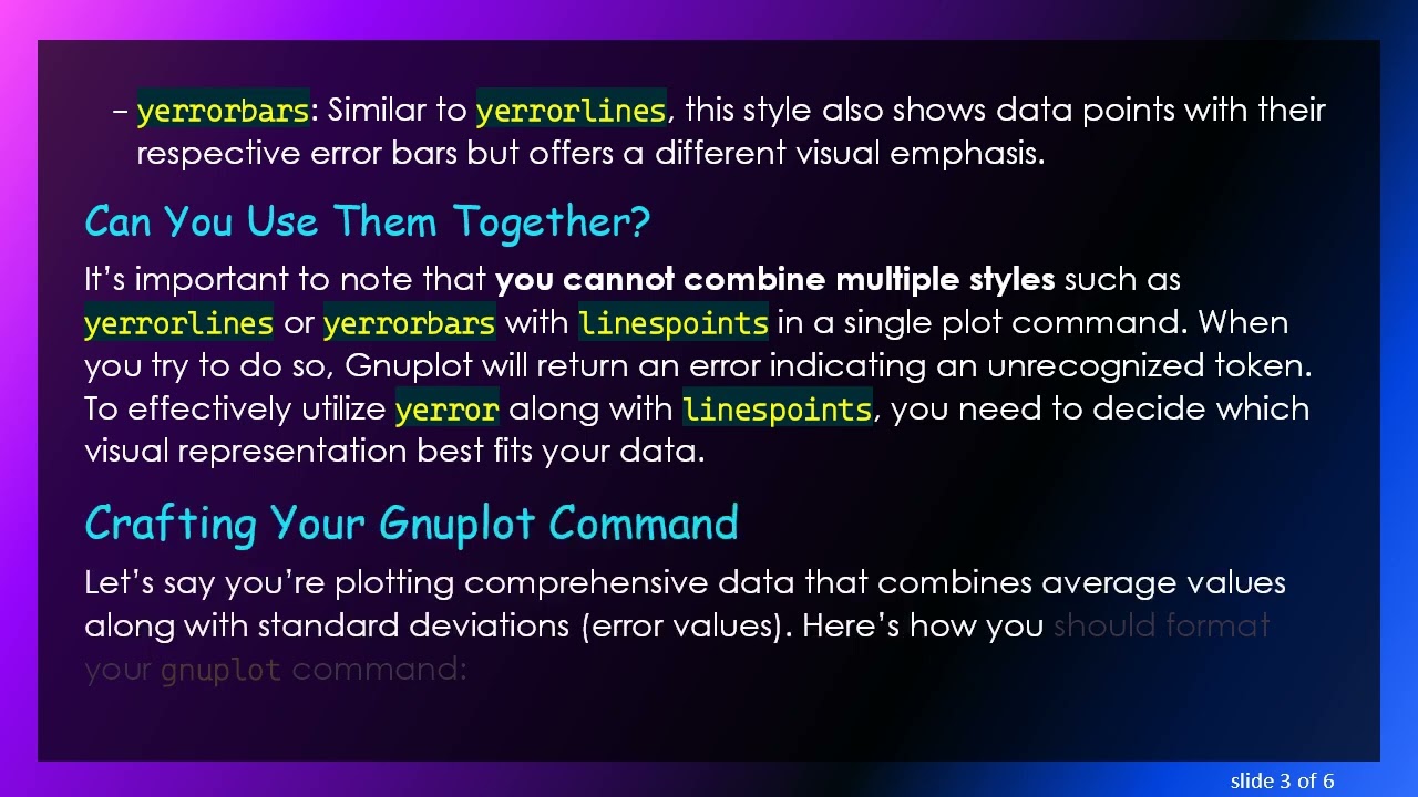 Mastering Gnuplot: How to Effectively Use yerror and yerrorbars with linespoints